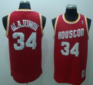 Houston Rockets #34 Hakeem Olajuwon Red Swingman Throwback Jersey on ...