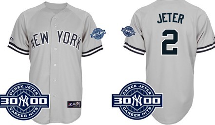 New York Yankees #2 Derek Jeter White 3000 Hits Patch Jersey on sale,for Cheap,wholesale from China