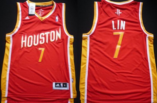 Houston Rockets #7 Jeremy Lin Revolution 30 Swingman Red With Gold ...