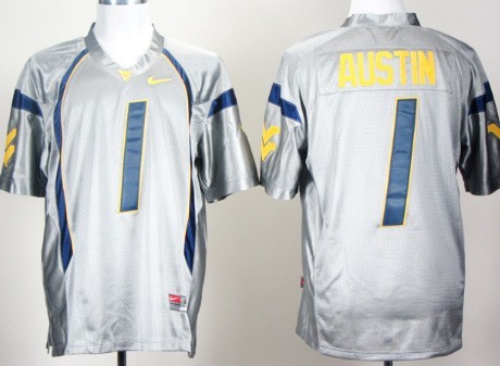 West Virginia Mountaineers #1 Tavon Austin Gray Jersey on sale,for ...