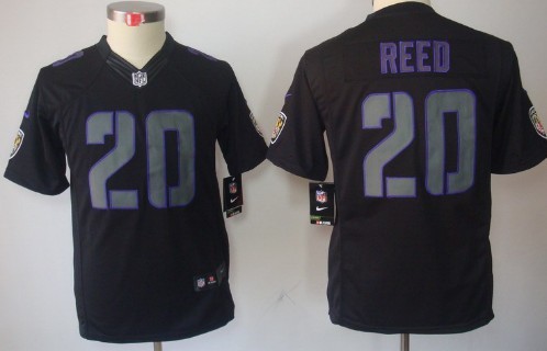 Nike Baltimore Ravens #20 Ed Reed Black Impact Limited Kids Jersey on ...