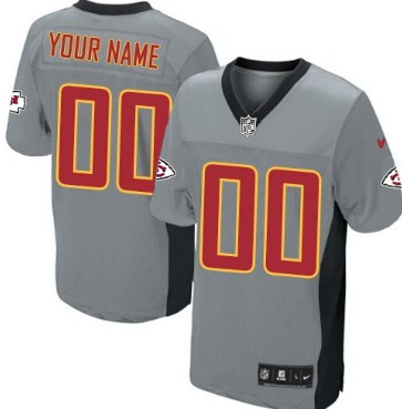 Men's Nike Kansas City Chiefs Customized Gray Shadow Elite Jersey on ...
