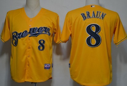 Milwaukee Brewers #8 Ryan Braun Yellow Jersey on sale,for Cheap ...