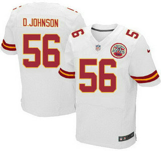 Men's Kansas City Chiefs #56 Derrick Johnson White Road NFL Nike Elite ...