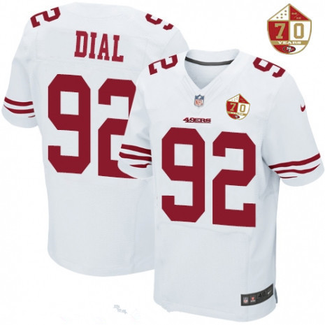 Men's San Francisco 49ers #92 Quinton Dial White 70th Anniversary Patch ...
