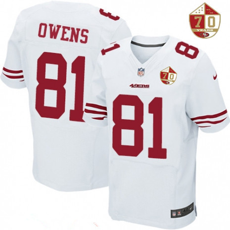 Men's San Francisco 49ers #81 Terrell Owens White 70th Anniversary ...