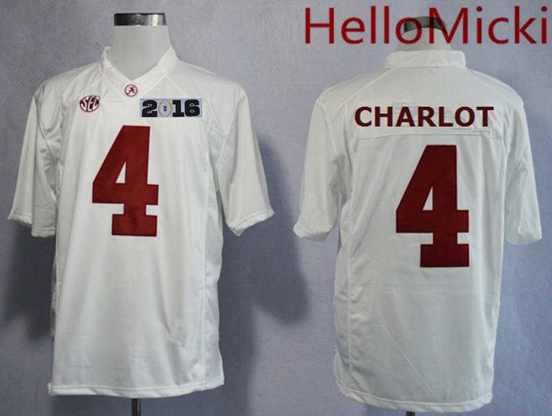 Men's Alabama Crimson Tide #4 Daylon Charlot White 2016 BCS College ...