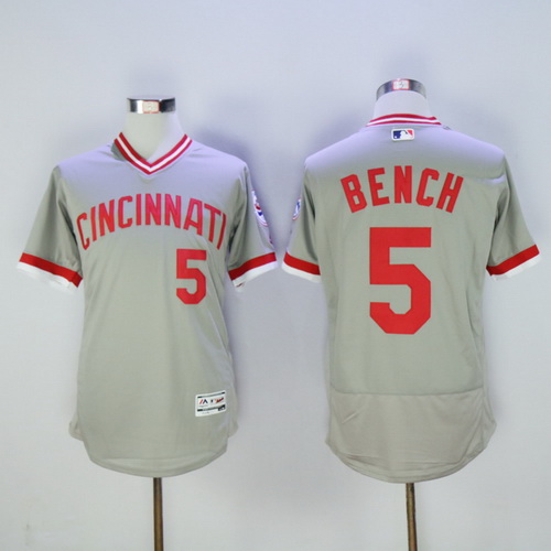 Men's Cincinnati Reds #5 Johnny Bench Retired Gray 2016 Flexbase ...