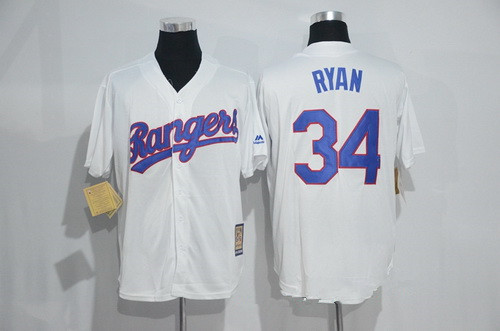 Men's Texas Rangers #34 Nolan Ryan Retired Red Stitched MLB Majestic ...
