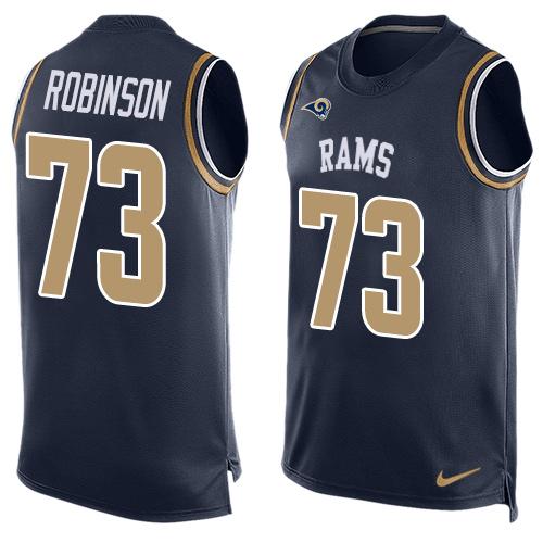 Men's Los Angeles Rams #73 Greg Robinson Navy Blue Hot Pressing Player ...