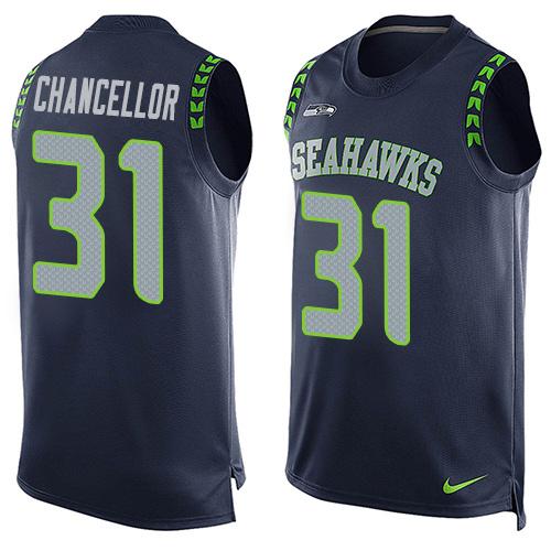 Men's Seattle Seahawks #24 Marshawn Lynch Navy Blue Hot Pressing Player ...