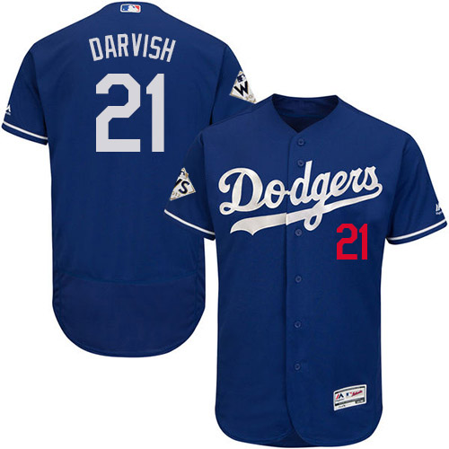 Men's Los Angeles Dodgers #21 Yu Darvish Blue Flexbase Authentic ...
