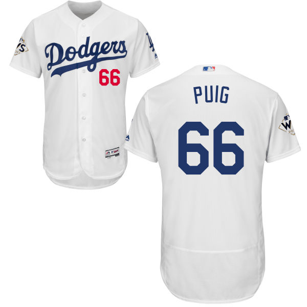 Men's Los Angeles Dodgers #66 Yasiel Puig White Flexbase Authentic ...