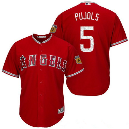 Men's Los Angeles Angels of Anaheim #5 Albert Pujols Red 2017 Spring ...