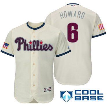 Men's Philadelphia Phillies #6 Ryan Howard Cream Stars & Stripes ...