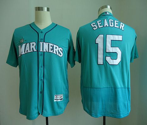 Men's Seattle Mariners #15 Kyle Seager Teal Green Stitched MLB Majestic ...