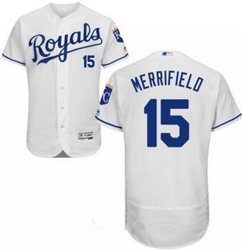 Men's Kansas City Royals #15 Whit Merrifield White Home Stitched MLB ...