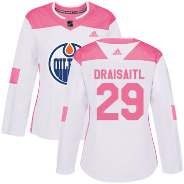 Adidas Edmonton Oilers #97 Connor McDavid White Pink Authentic Fashion ...
