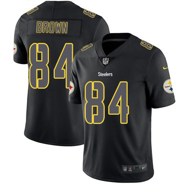 Nike Pittsburgh Steelers #84 Antonio Brown Black Men's Stitched NFL ...