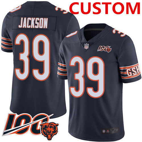 Men's Chicago Bears Custom Navy Blue Team Color Men's Stitched Football ...