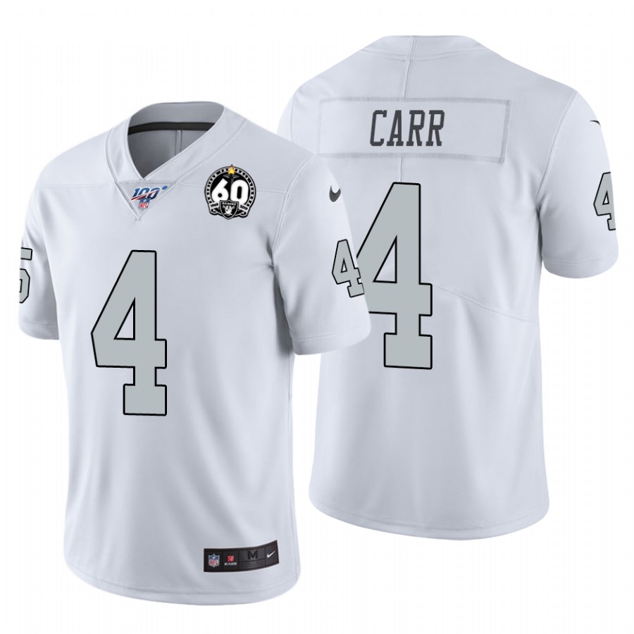 Nike Raiders #4 Derek Carr White 60th Anniversary Patch Men's Stitched ...