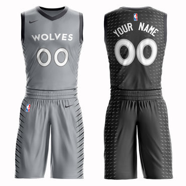Timberwolves Gray Men's Customized Nike Swingman Jersey(With Shorts) on ...