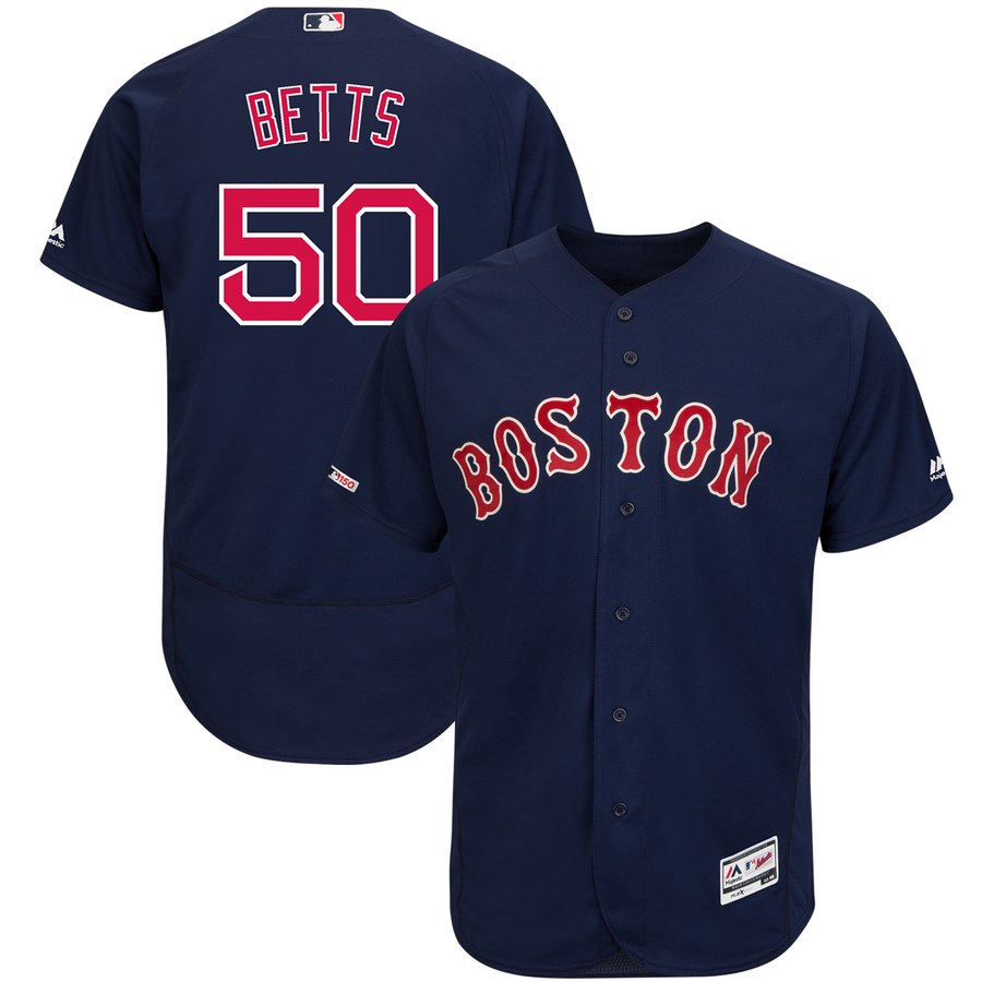 Men's Boston Red Sox 50 Mookie Betts Scarlet 150th Patch FlexBase ...