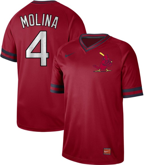 Men's St. Louis Cardinals #4 Yadier Molina Red Authentic Cooperstown Collection Stitched ...