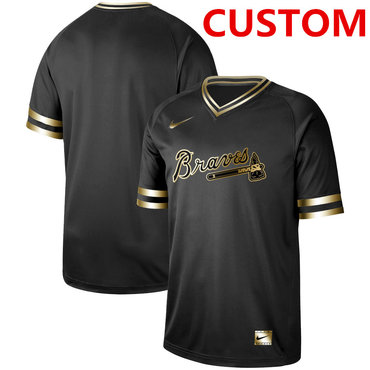 Men's Atlanta Braves Customized Black Gold Flexbase Jersey on sale,for ...