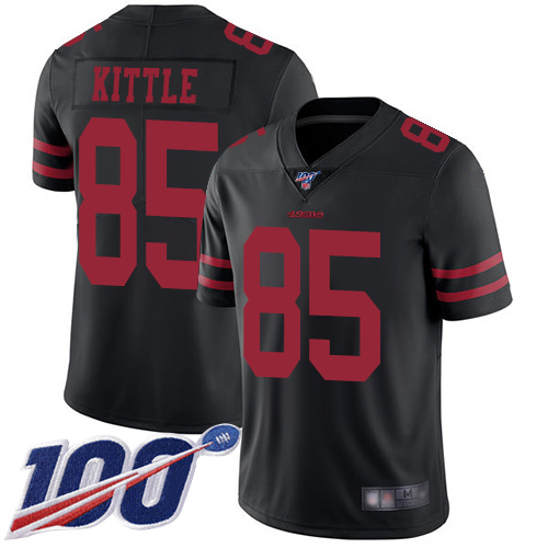 49ers #85 George Kittle Black Alternate Men's Stitched Football 100th ...