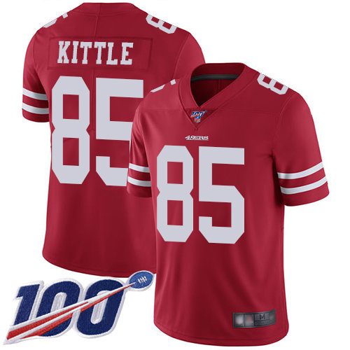 49ers #85 George Kittle Black Alternate Men's Stitched Football 100th ...