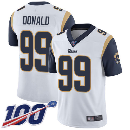 Rams #99 Aaron Donald White Men's Stitched Football 100th Season Vapor ...