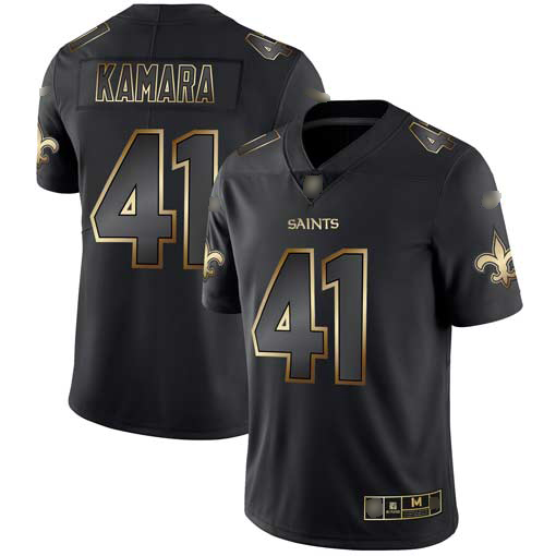 Saints #41 Alvin Kamara Black Gold Men's Stitched Football Vapor Untouchable Limited Jersey on ...