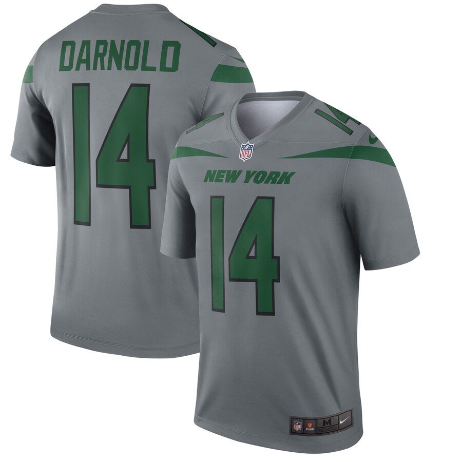 Nike New York Jets 14 Sam Darnold Gray Inverted Legend Jersey on sale ...