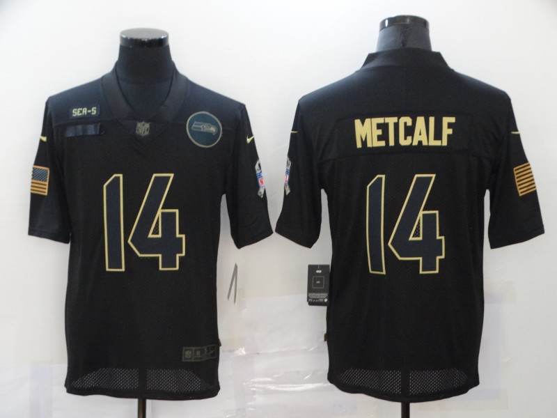 Men's Seattle Seahawks #14 D.K. Metcalf Black Camo 2020 Salute To ...