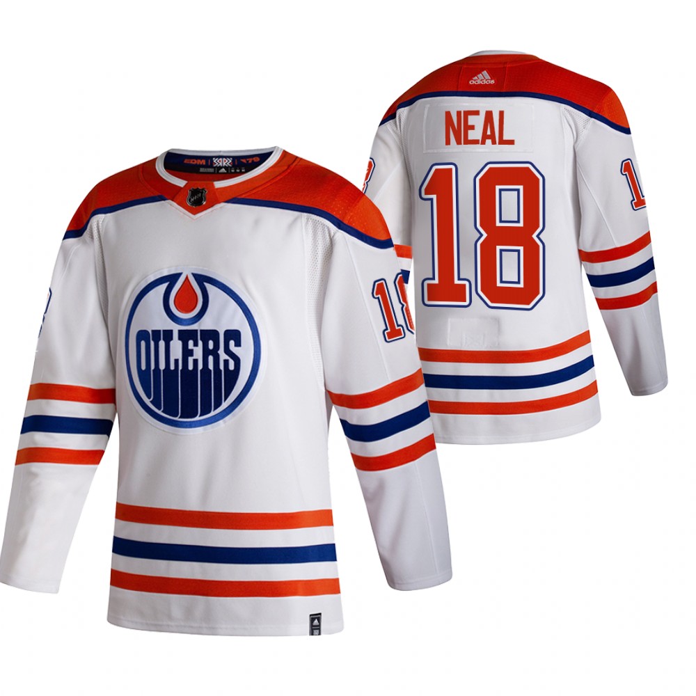 Edmonton Oilers #18 James Neal White Men's Adidas 2020-21 Reverse Retro ...