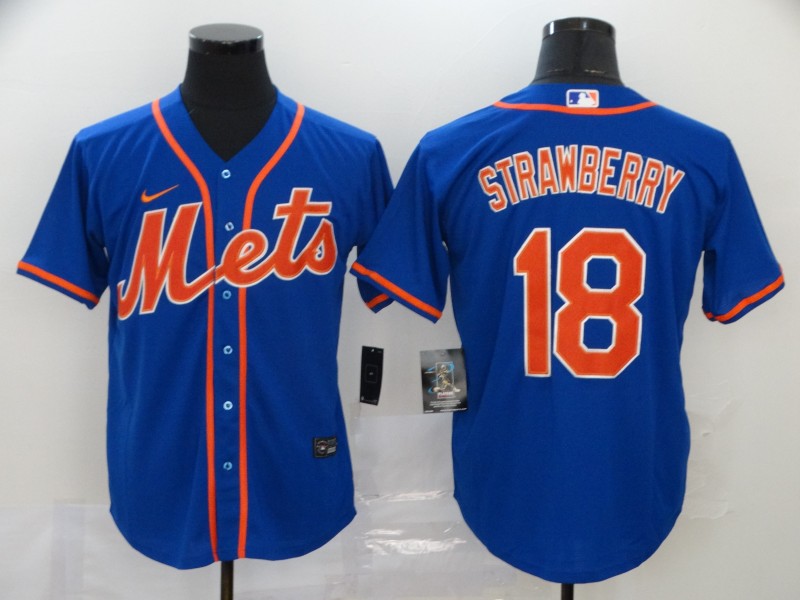 Men's New York Mets #18 Darryl Strawberry Blue Stitched MLB Cool Base ...