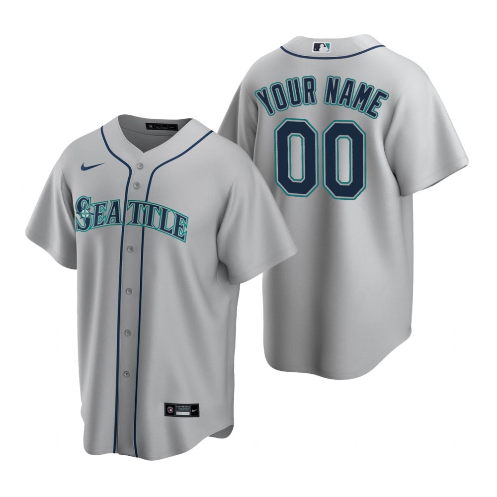 Men's Seattle Mariners Custom Nike Gray Stitched MLB Cool Base Road ...