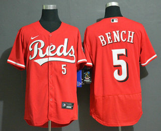 Men's Cincinnati Reds #5 Johnny Bench Red Stitched MLB Flex Base Nike ...