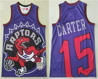 Men's Toronto Raptors #15 Vince Carter Purple Big Face Mitchell Ness ...
