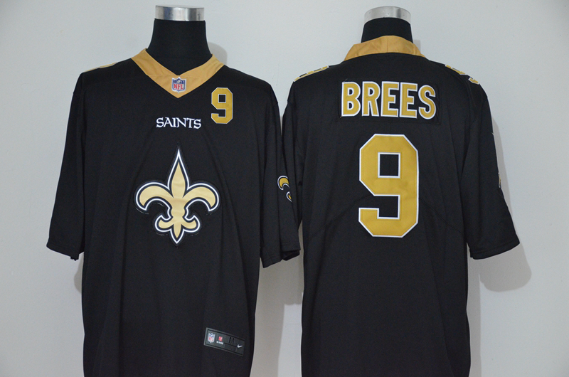 Men's New Orleans Saints #9 Drew Brees Black 2020 Big Logo Number Vapor ...