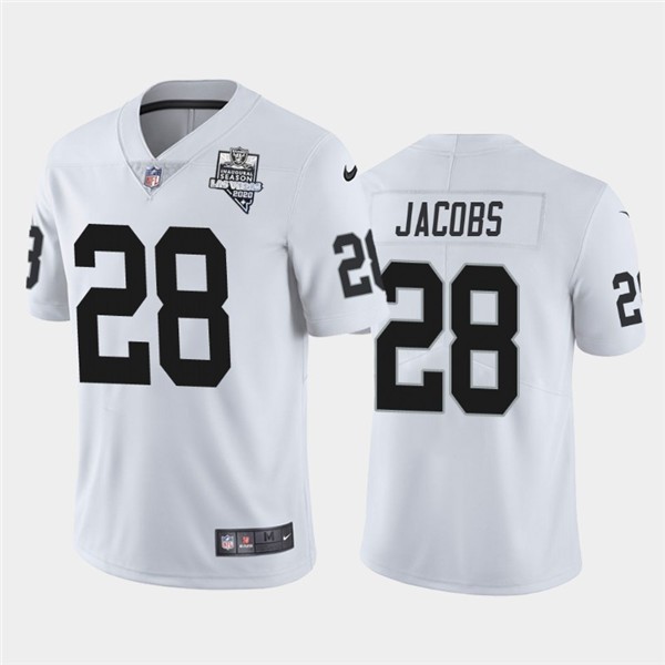 Nike Las Vegas Raiders 28 Josh Jacobs White 2020 Inaugural Season Vapor ...