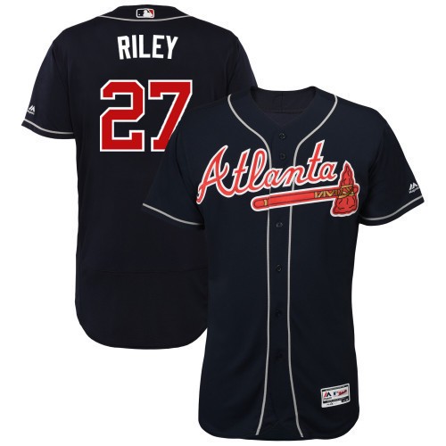 Men's Atlanta Braves #27 Austin Riley Grey Flex Base Stitched Jersey on ...