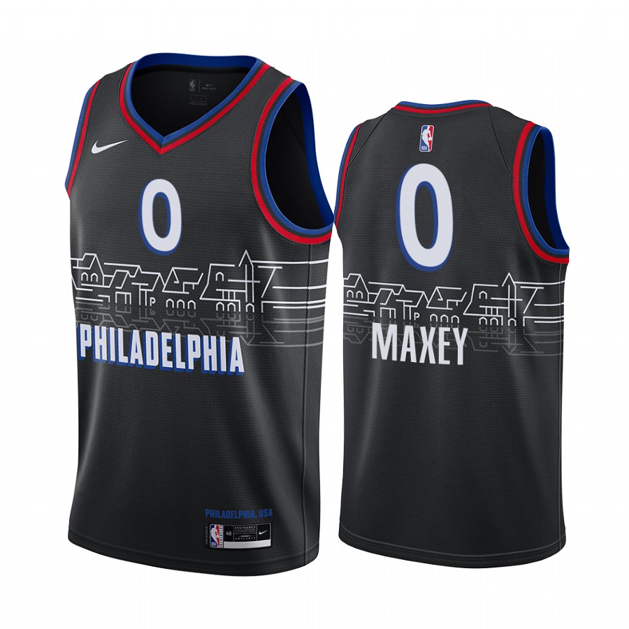 Nike 76ers #0 Tyrese Maxey Black NBA Swingman 2020-21 City Edition ...