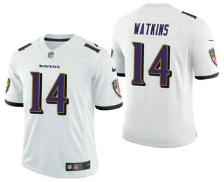 Men's Baltimore Ravens #14 Sammy Watkins White 2021 Vapor Untouchable ...