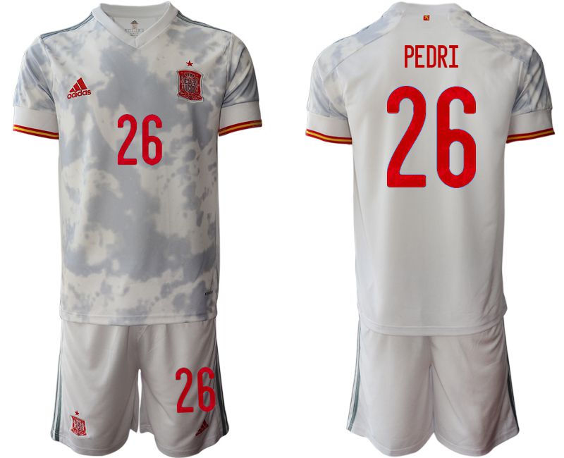 Men 2020-2021 European Cup Spain away white 20 Adidas Soccer Jersey on ...