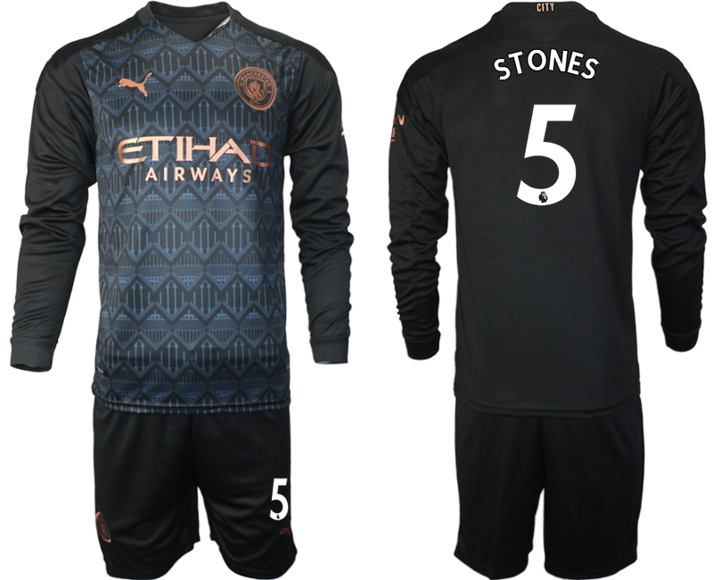 Men 2021 Manchester city home long sleeve 3 soccer jerseys on sale,for ...