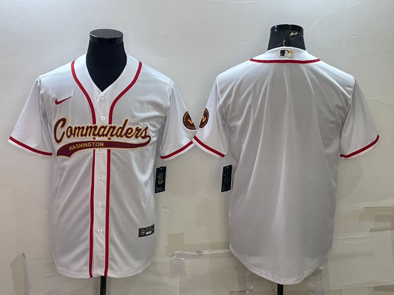 Men's Washington Commanders Blank White With Patch Cool Base Stitched ...