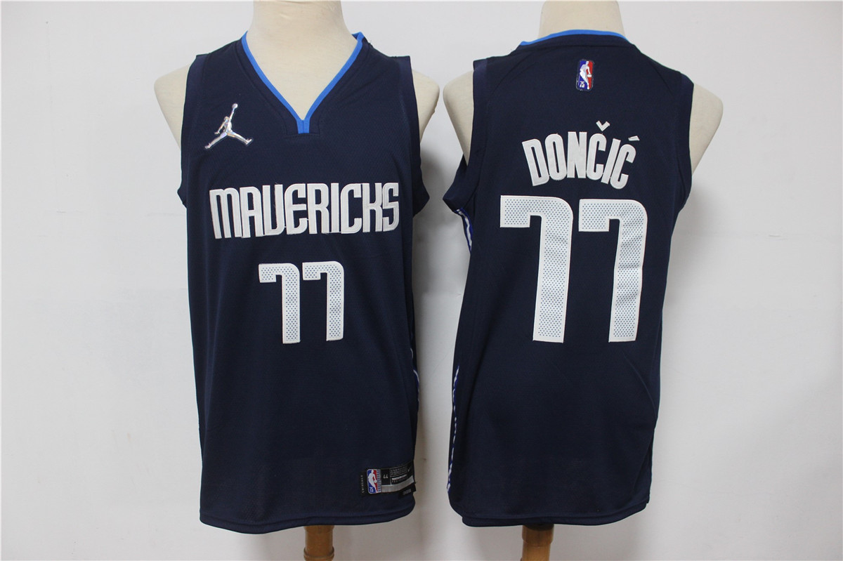 Men's Dallas Mavericks #77 Luka Doncic 75th Anniversary Diamond Blue ...