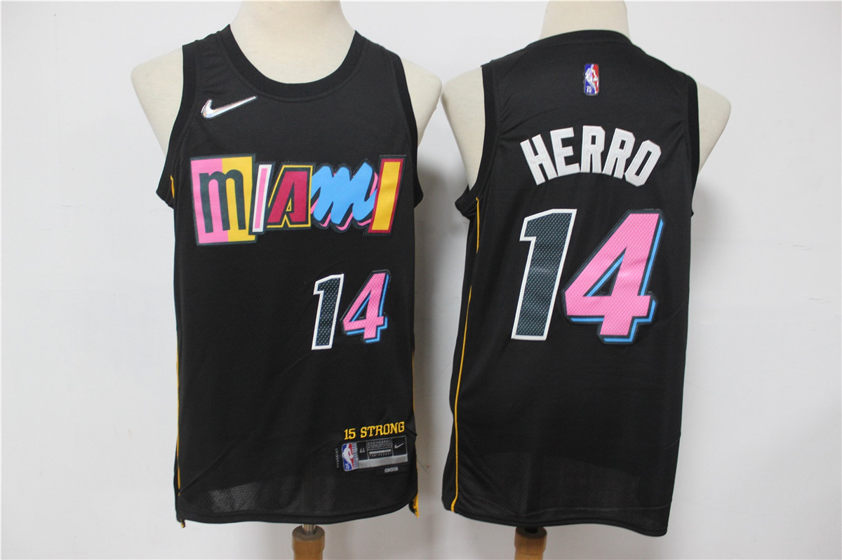Men's Miami Heat #14 Tyler Herro Black Diamond 2022 City Edition ...